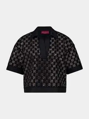 Gucci Wool Lamé Gg Crystal Top