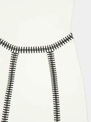 Johanna Ortiz Knit Midi Dress With Contrast Stitching - Cream