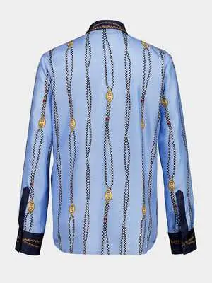 Gucci Marina Chain Print Silk Twill Shirt - Blue