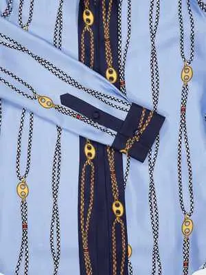 Gucci Marina Chain Print Silk Twill Shirt - Blue