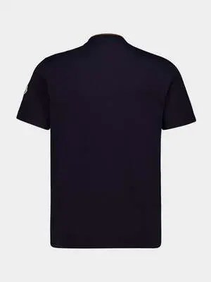 Moncler Navy Embroidered Cotton T-shirt
