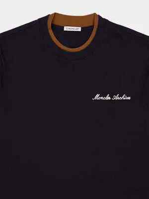 Moncler Navy Embroidered Cotton T-shirt - Blue