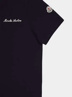 Moncler Navy Embroidered Cotton T-shirt - Blue