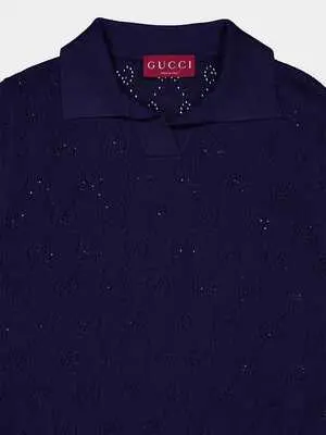 Gucci Cotton-silk Gg Pointelle Polo Shirt