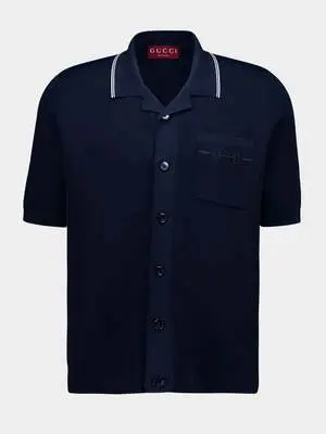 Gucci Ink Short-sleeve Viscose Polo Shirt - Blue