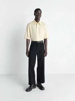 LEMAIRE Ice Apricot Short Sleeve Shirt In Washed Cotton Muslin - Yellow