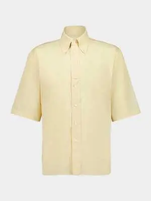 LEMAIRE Ice Apricot Short Sleeve Shirt In Washed Cotton Muslin - Yellow