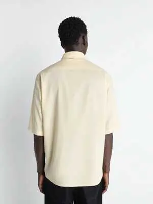 LEMAIRE Ice Apricot Short Sleeve Shirt In Washed Cotton Muslin - Yellow