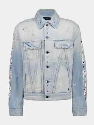 Amiri Antique Indigo Bones Studded Trucker Jacket