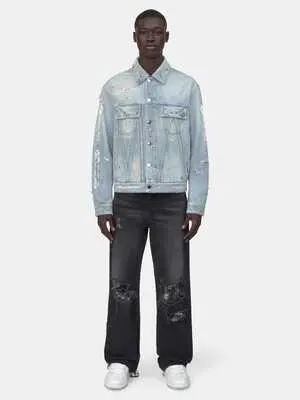 Amiri Antique Indigo Bones Studded Trucker Jacket