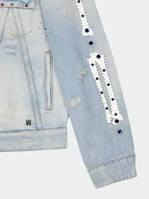 Amiri Antique Indigo Bones Studded Trucker Jacket