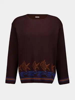 BODE Fish School Cotton Sweater - Brown