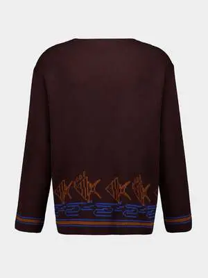 BODE Fish School Cotton Sweater - Brown