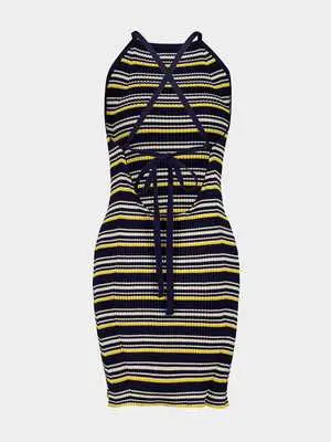 Miu Miu Striped Cotton Dress - Blue