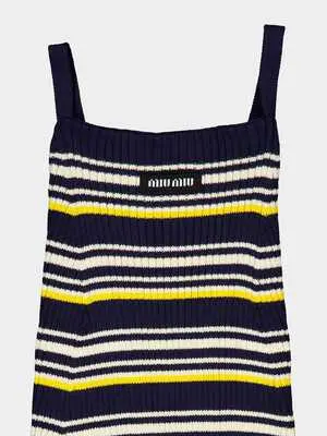 Miu Miu Striped Cotton Dress - Blue