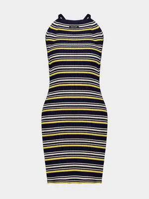 Miu Miu Striped Cotton Dress - Blue