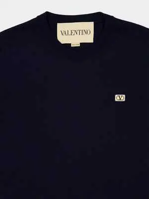 Valentino Garavani Navy Virgin Wool Knit T-shirt