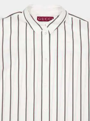 Gucci Striped Silk Shirt With Web Detail - Multicolour