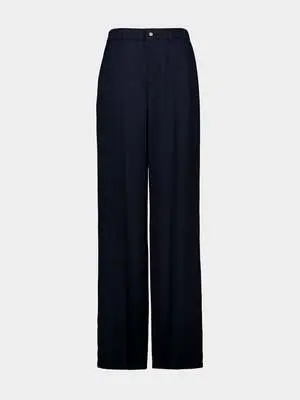 Gucci Silk Viscose Jacquard Wide-leg Trousers - Blue