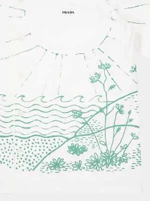 Prada White And Printed Cotton Bowling Shirt - Green