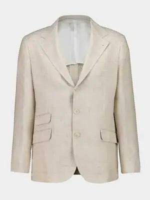 Brunello Cucinelli Silk Linen And Wool Hopsack Deconstructed Cavallo Blazer