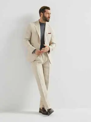 Brunello Cucinelli Silk Linen And Wool Hopsack Deconstructed Cavallo Blazer