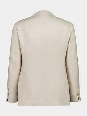 Brunello Cucinelli Silk Linen And Wool Hopsack Deconstructed Cavallo Blazer