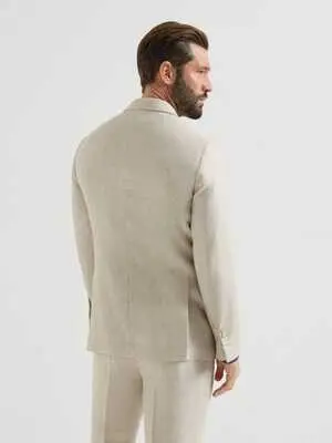 Brunello Cucinelli Silk Linen And Wool Hopsack Deconstructed Cavallo Blazer