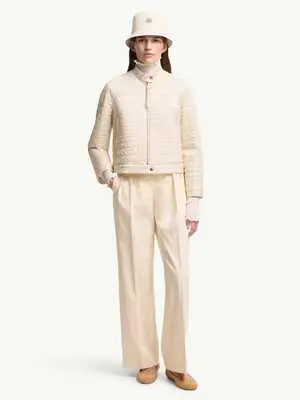 Moncler Natural Wide-leg Cotton Gabardine Trousers - Beige