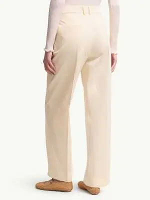 Moncler Natural Wide-leg Cotton Gabardine Trousers - Beige