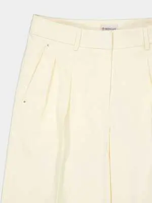 Moncler Natural Wide-leg Cotton Gabardine Trousers - Beige