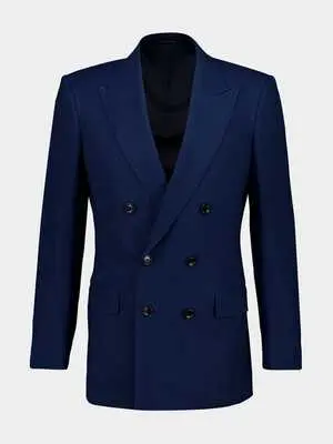 TOM FORD Prussian Double-breasted Wool Blazer - Blue