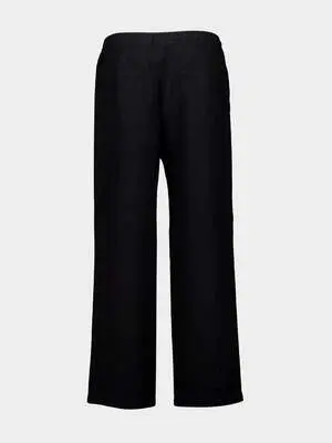 120% Lino Drawstring Linen Pants - Black