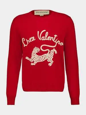Valentino Garavani Wool Sweater With Chez And Panther Embroidery