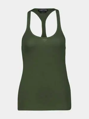 TOM FORD Ribbed Silk Tank Top - Green