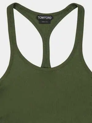 TOM FORD Ribbed Silk Tank Top - Green