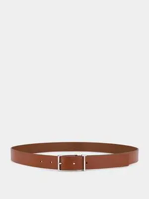 TOM FORD Vacchetta Leather T Belt Brown