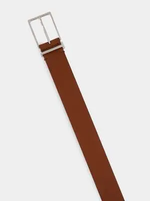 TOM FORD Vacchetta Leather T Belt - Brown
