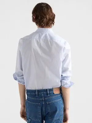 Prada Sky Cotton Shirt With Pearl Buttons