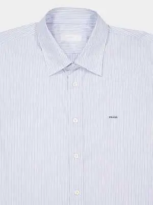 Prada Sky Cotton Shirt With Pearl Buttons