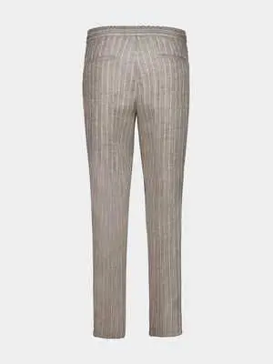 Brunello Cucinelli Chalk Stripe Linen Trousers
