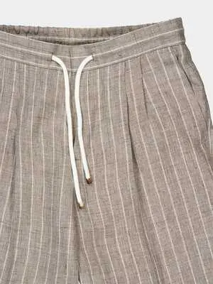 Brunello Cucinelli Chalk Stripe Linen Trousers