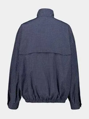 Miu Miu Checked Technical Blouson Jacket - Blue