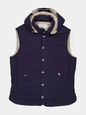 Brunello Cucinelli Padded Hooded Vest - Blue