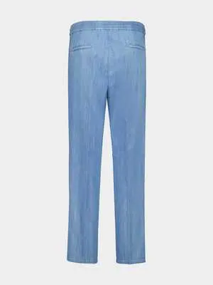 Brunello Cucinelli Light Denim Drawstring Trousers - Blue