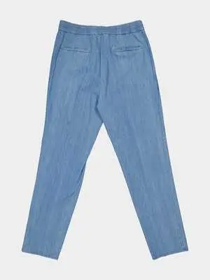 Brunello Cucinelli Light Denim Drawstring Trousers - Blue
