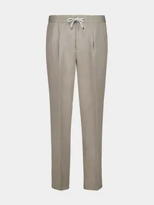Brunello Cucinelli Linen And Cotton Drawstring Trousers - Green