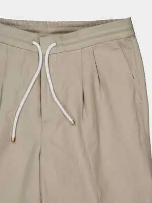 Brunello Cucinelli Linen And Cotton Drawstring Trousers - Green