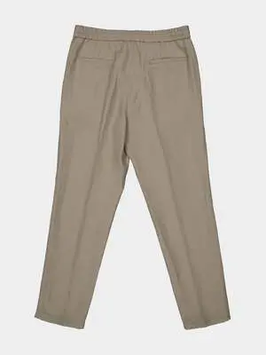Brunello Cucinelli Linen And Cotton Drawstring Trousers - Green