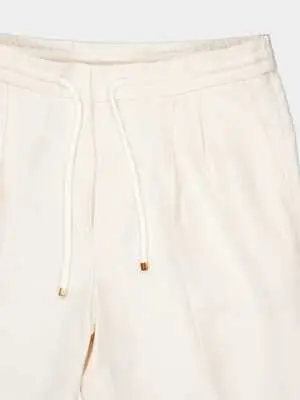 Brunello Cucinelli Linen-cotton Drawstring Trousers - White